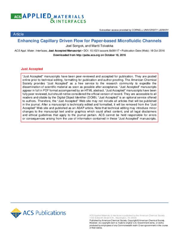 (PDF) Enhancing Capillary-Driven Flow for Paper-Based Microfluidic Channels