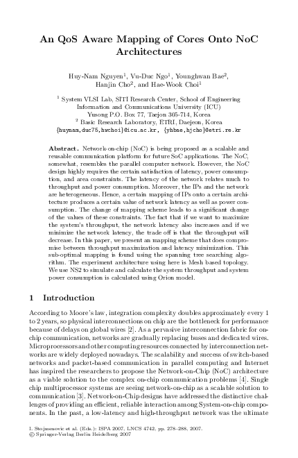 Pdf An Qos Aware Mapping Of Cores Onto Noc Architectures 2731