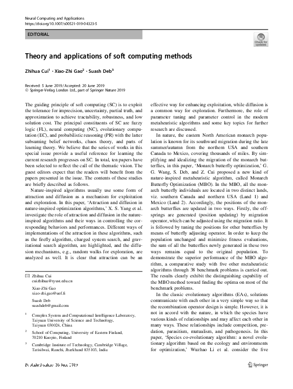 (PDF) Theory and applications of soft computing methods