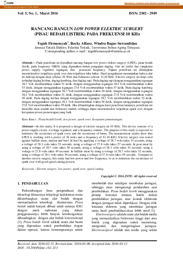 (PDF) Rancang Bangun Low Power Elektric Surgery (Pisau Bedah Listrik ...