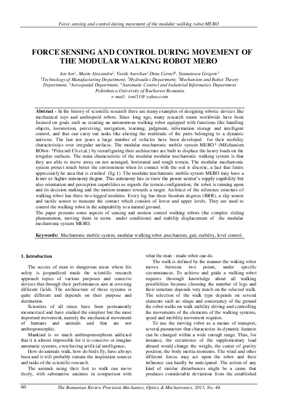 (PDF) Force Sensing and Control During Movement of the Modular Walking ...