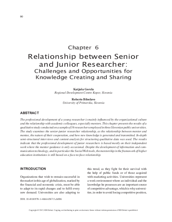 (PDF) Relationship between Senior and Junior Researcher