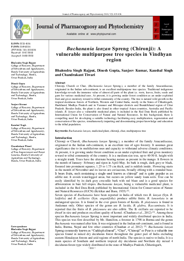 (PDF) Buchanania lanzan Spreng (Chironji): A vulnerable multipurpose ...