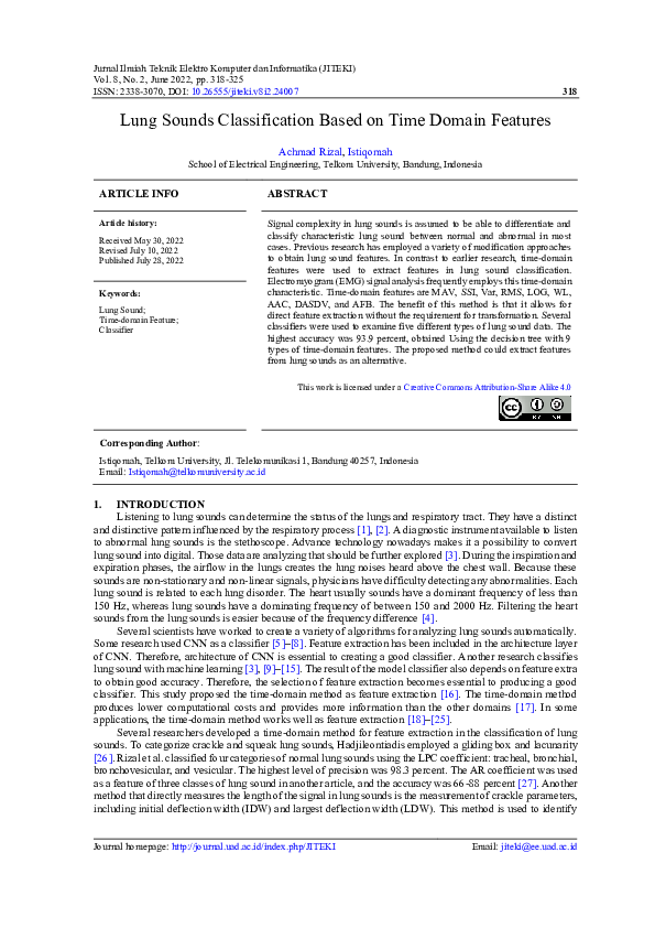 (PDF) Lung Sounds Classification Based on Time Domain Features