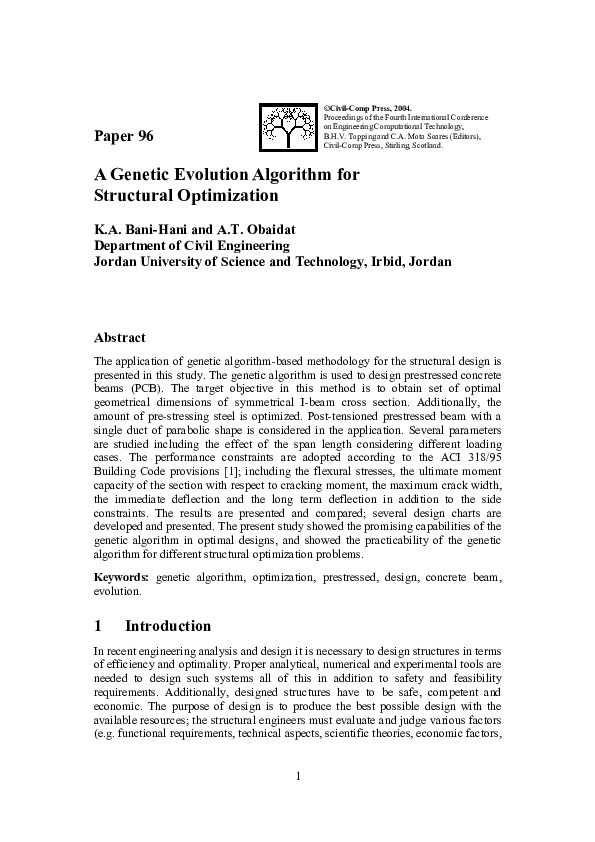 Pdf A Genetic Evolution Algorithm For Structural Optimization