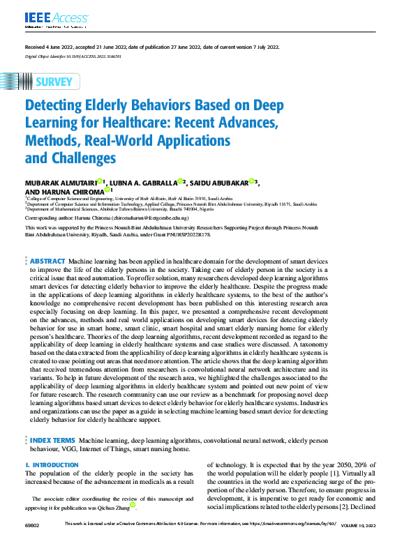 Pdf Detecting Elderly Behaviors Based On Deep Learning For Healthcare