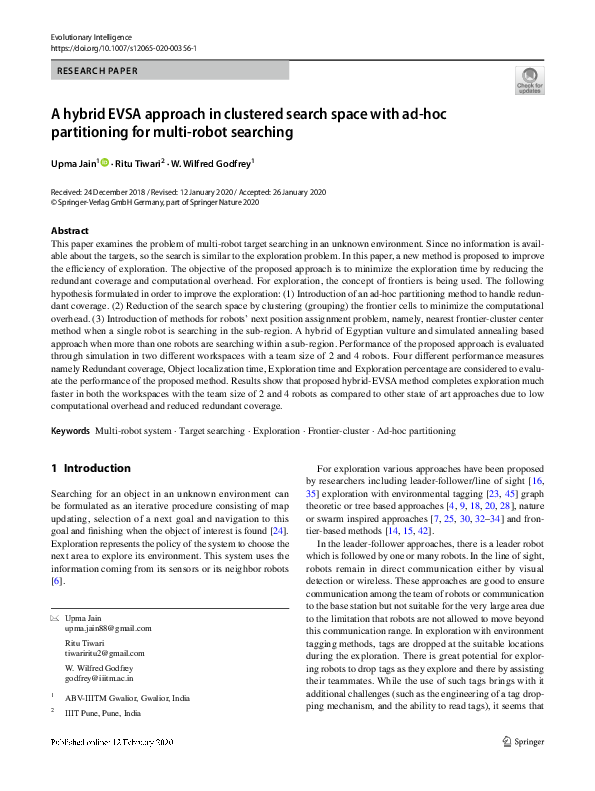 Pdf A Hybrid Evsa Approach In Clustered Search Space With Ad Hoc