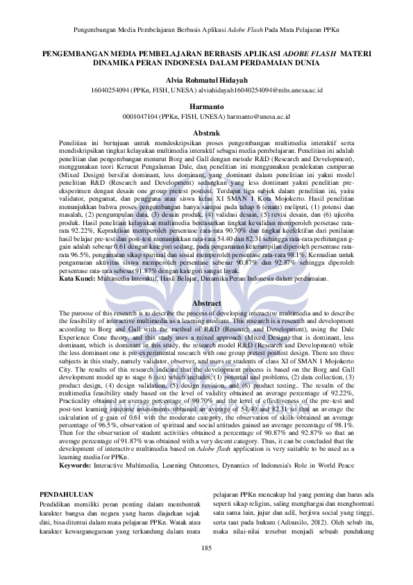 (PDF) Pengembangan Media Pembelajaran Berbasis Aplikasi Adobe Flash Materi Dinamika Peran ...