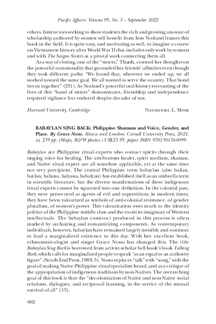 (PDF) Grace Nono: Babaylan Sing Back. Philippine Shamans and Voice ...