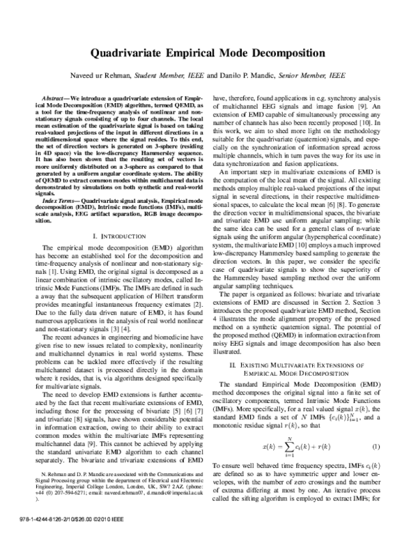 (PDF) Quadrivariate Empirical Mode Decomposition