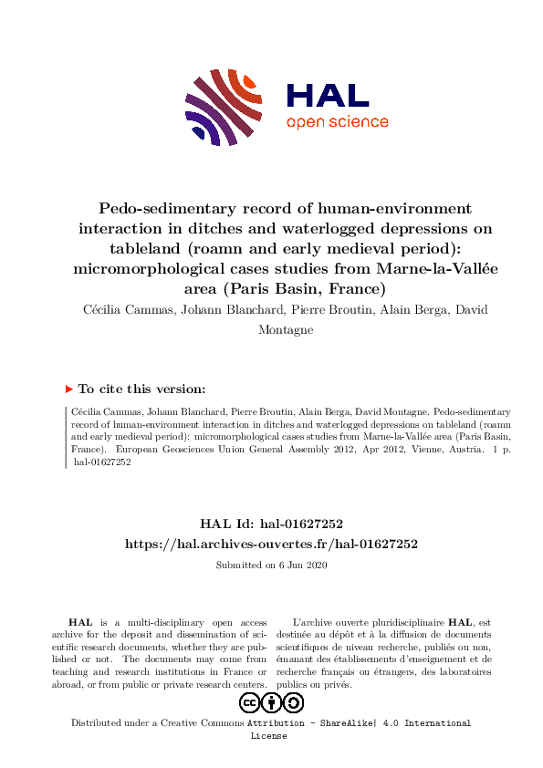 (PDF) Pedo-sedimentary record of human-environment interaction in ...