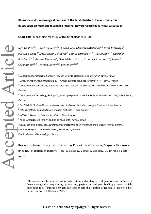 (PDF) Biometric and morphological features of the fetal bladder in ...