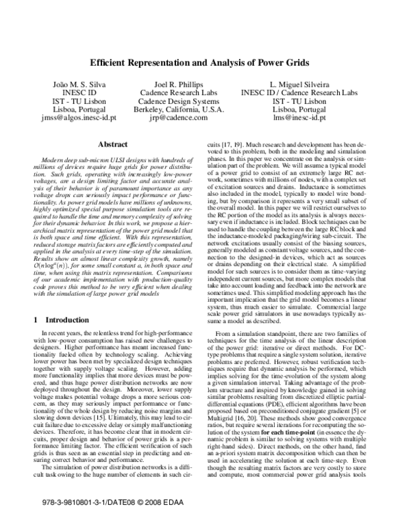 (PDF) Efficient Representation and Analysis of Power Grids