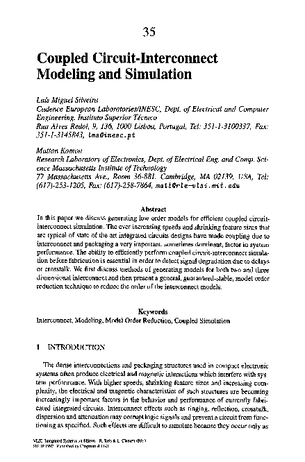 (PDF) Coupled Circuit-Interconnect Modeling and Simulation