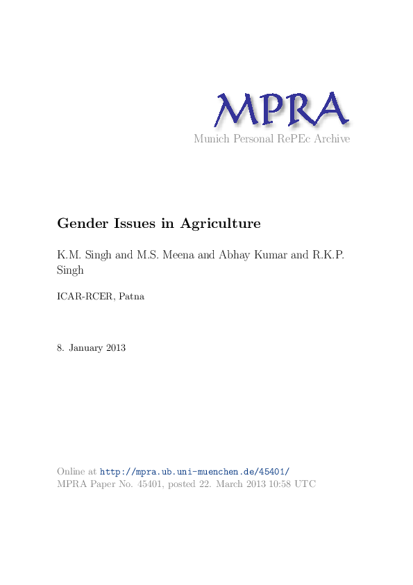 (PDF) An Overview of Gender Issues in Agriculture