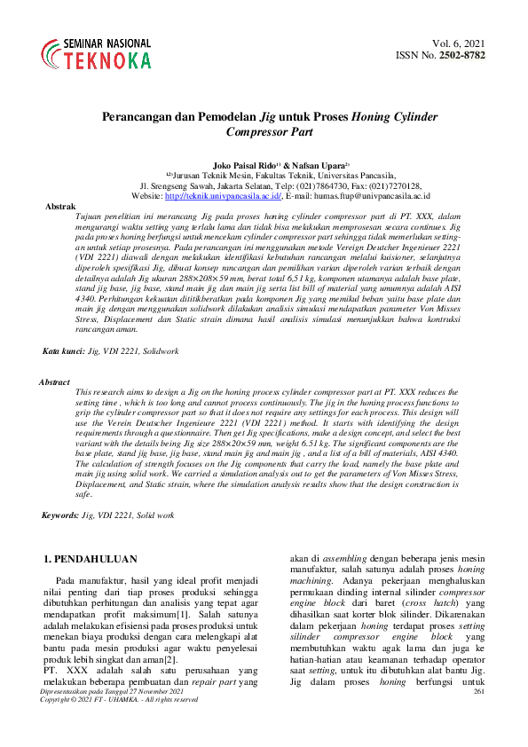 (PDF) Perancangan dan Pemodelan Jig untuk Proses Honing Cylinder ...