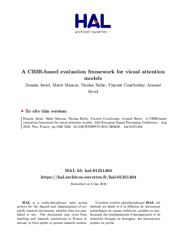(PDF) A CBIR-based evaluation framework for visual attention models