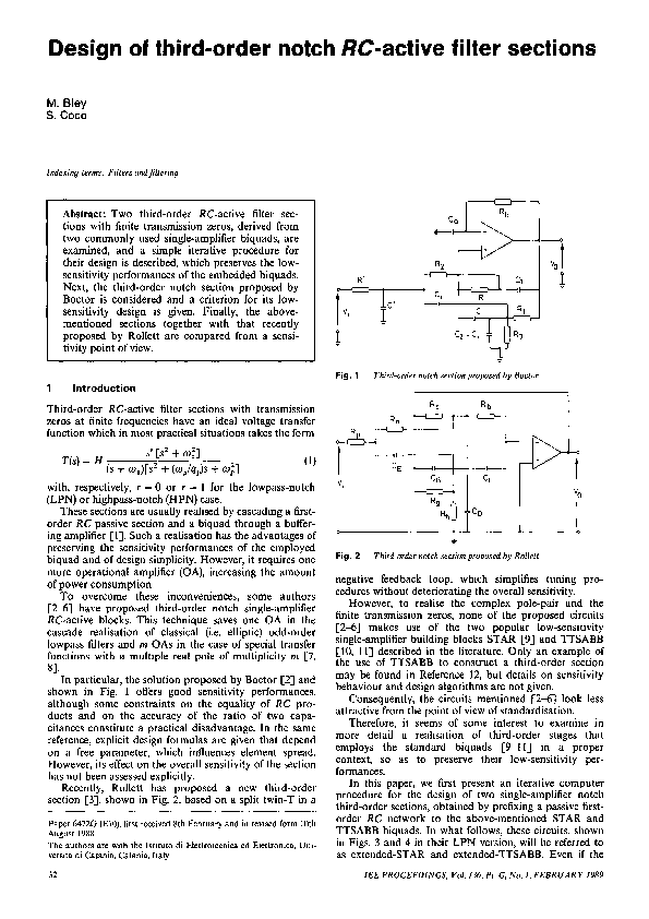 (PDF) Design of third-order notch RC-active filter sections