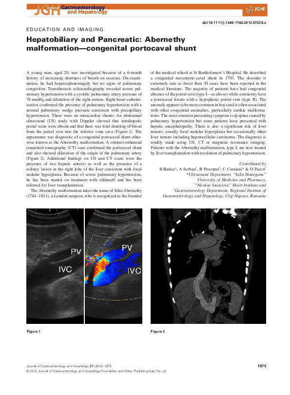 (PDF) Hepatobiliary and Pancreatic: Abernethy malformation-congenital ...
