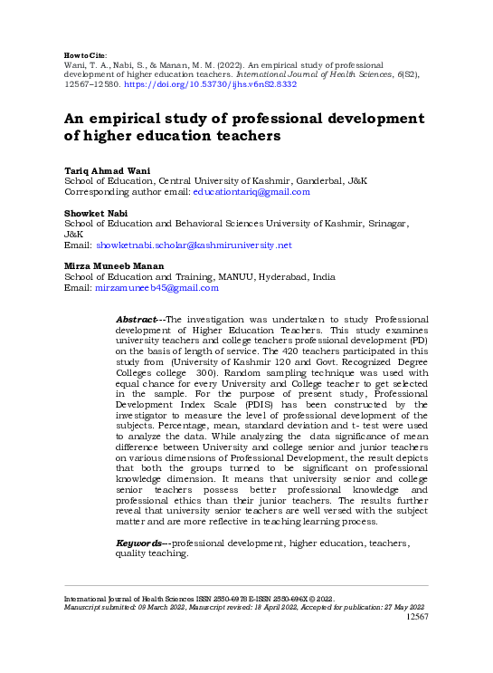 (PDF) Empirical Study of Professional Development of Higher Education ...