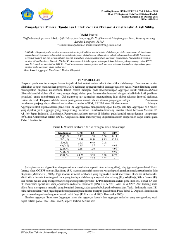 (PDF) Pemanfaatan Mineral Tambahan Untuk Reduksi Ekspansi Akibat Reaksi ...
