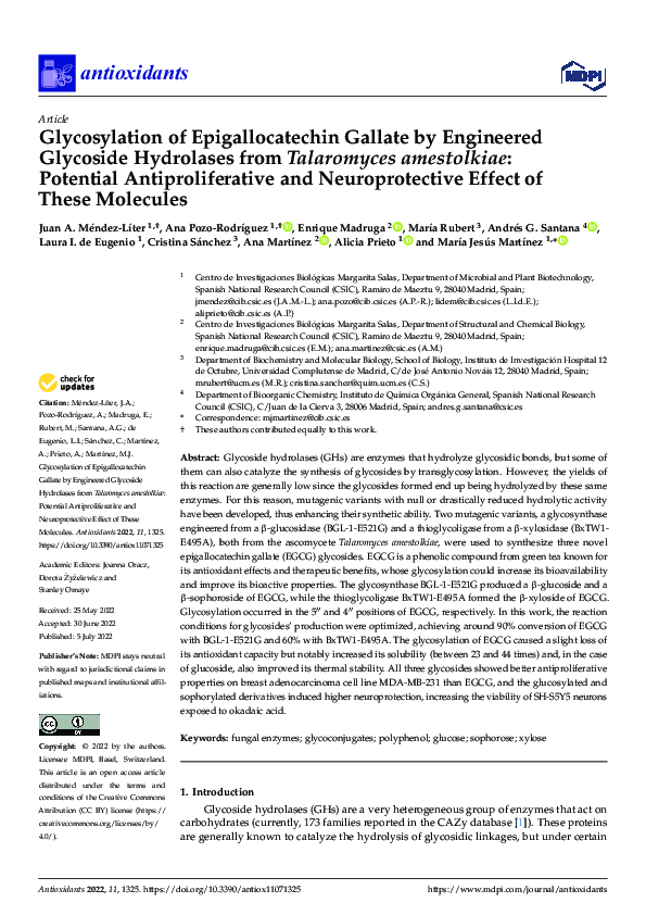 (PDF) Glycosylation of Epigallocatechin Gallate by Engineered Glycoside Hydrolases from ...