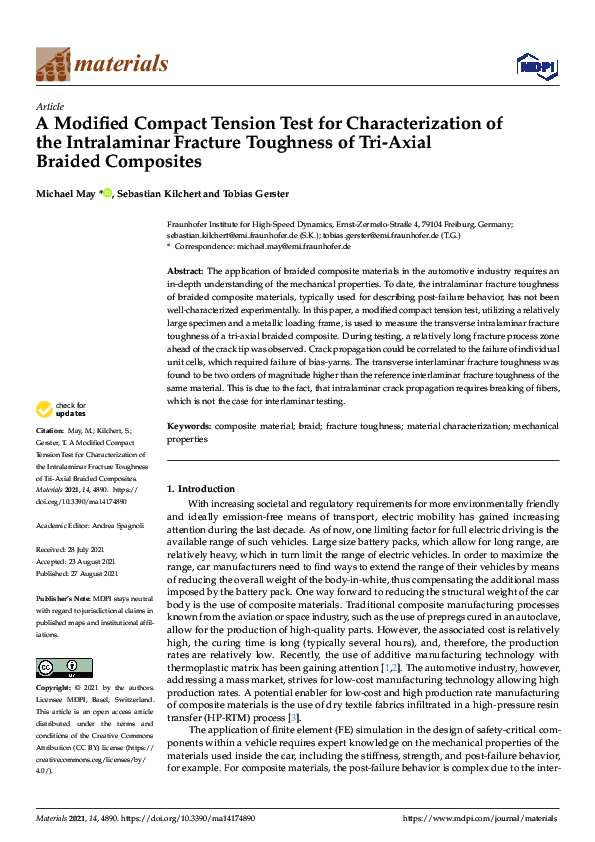 Pdf A Modified Compact Tension Test For Characterization Of The Intralaminar Fracture
