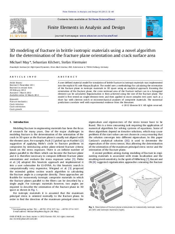 Pdf 3d Modeling Of Fracture In Brittle Isotropic Materials Using A