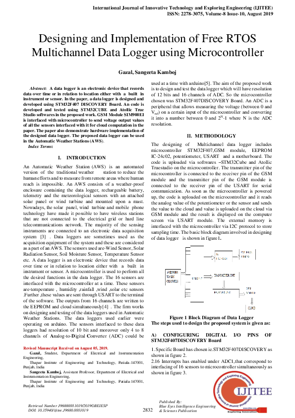 (PDF) Designing and Implementation of Free RTOS Multichannel Data Logger using Microcontroller