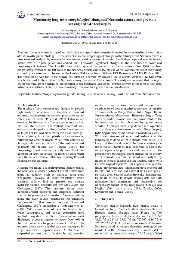 (PDF) Monitoring long-term morphological changes of Narmada estuary ...