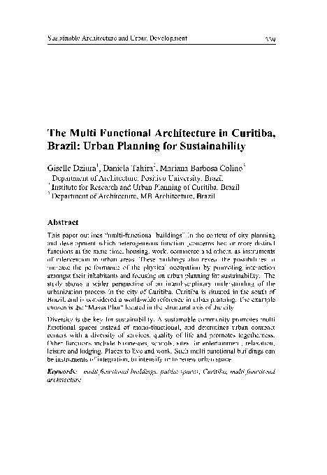 (PDF) The Multi Functional Architecture in Curitiba , Brazil : Urban ...