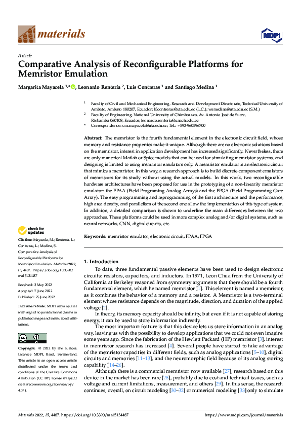 (PDF) Comparative Analysis of Reconfigurable Platforms for Memristor ...