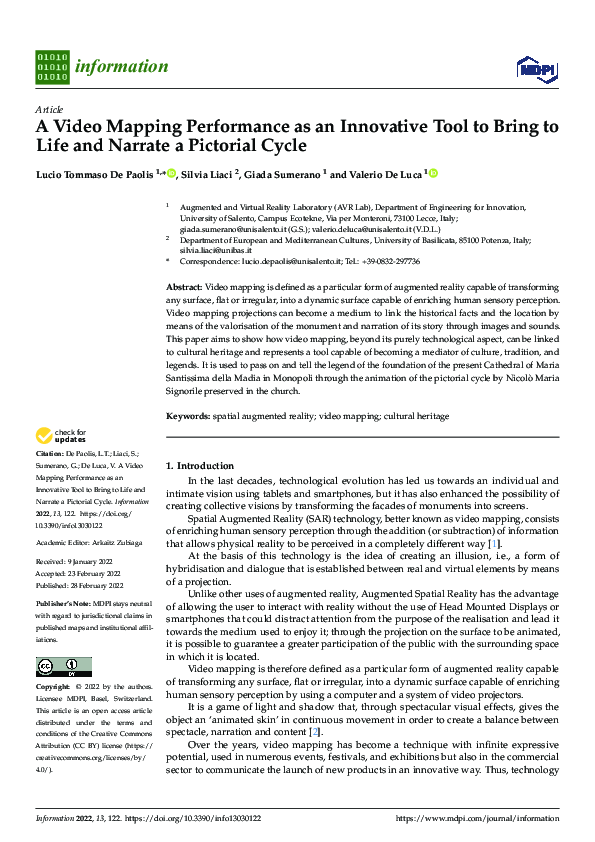 (PDF) A Video Mapping Performance as an Innovative Tool to Bring to ...