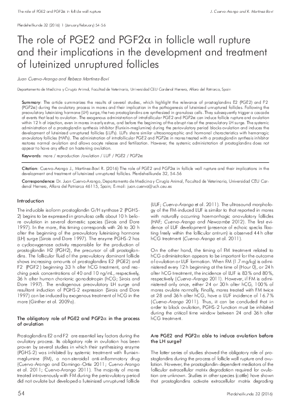 (PDF) The role of PGE2 and PGF2a in follicle wall rupture and their ...