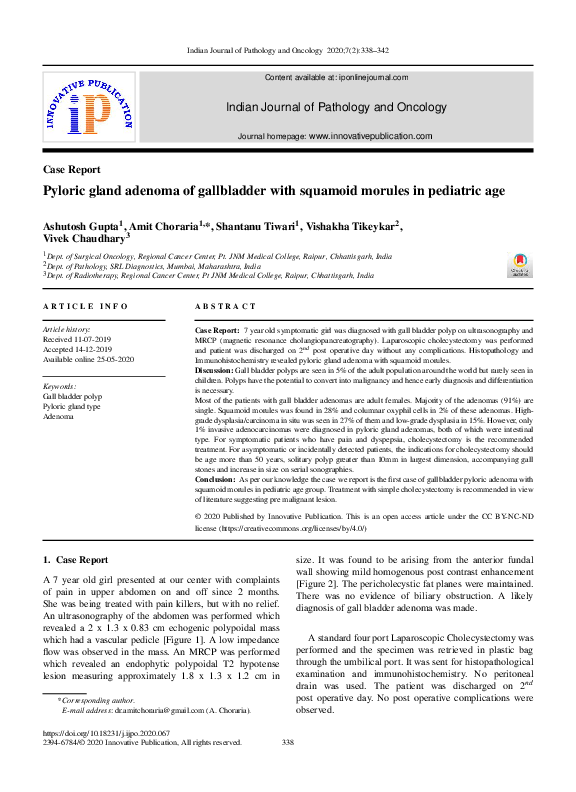 (PDF) Pyloric gland adenoma of gallbladder with squamoid morules in ...