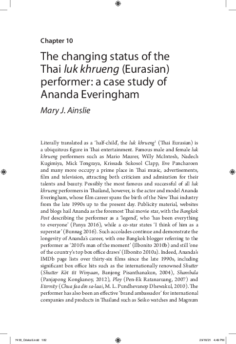 (PDF) The changing status of the Thai luk khrueng (Eurasian) performer: a case study of Ananda ...