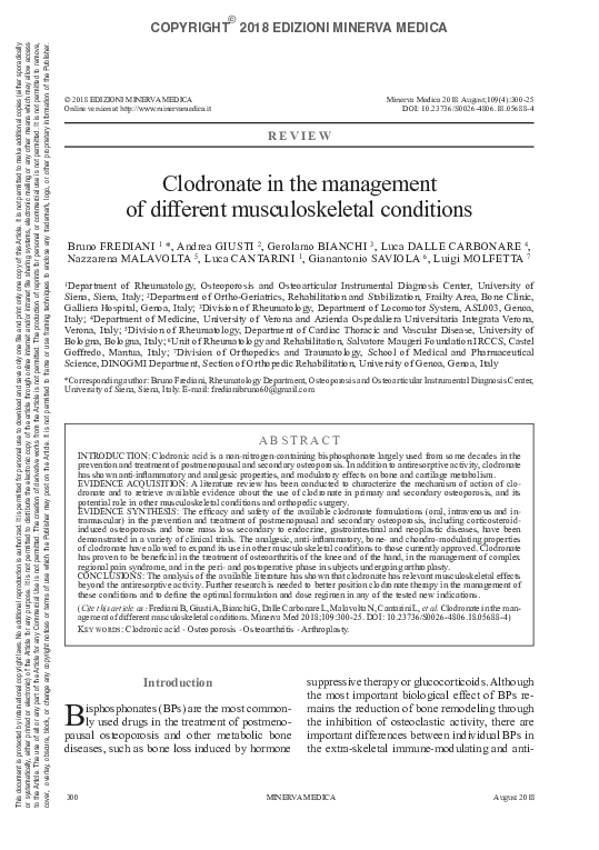 (PDF) Clodronate in the management of different musculoskeletal conditions