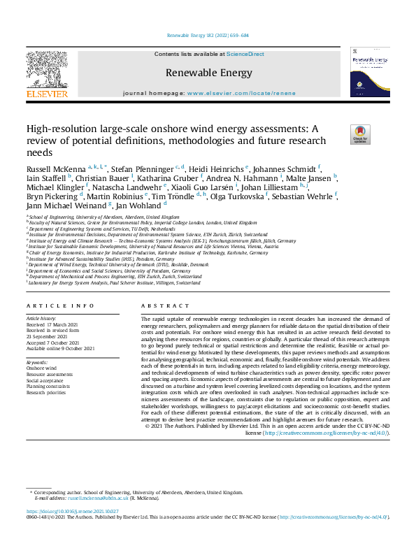 (PDF) High-resolution large-scale onshore wind energy assessments: A ...