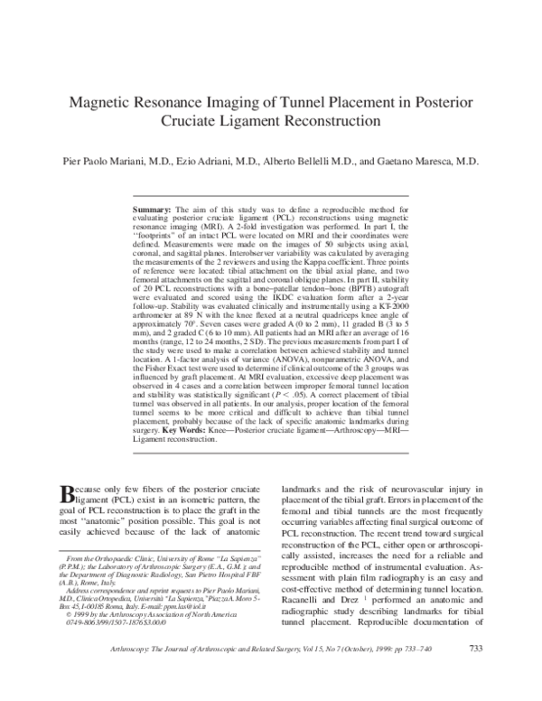 (PDF) Magnetic Resonance Imaging of Tunnel Placement in Posterior ...