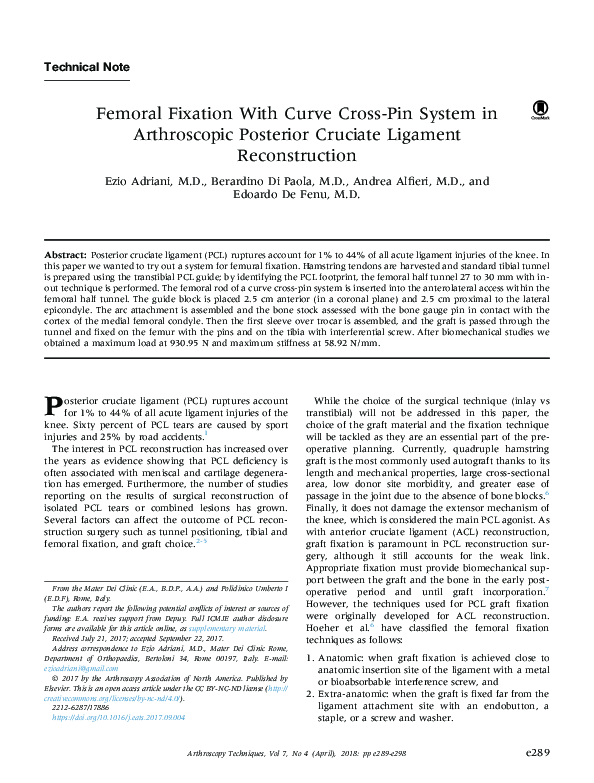 (PDF) Femoral Fixation With Curve Cross-Pin System in Arthroscopic ...