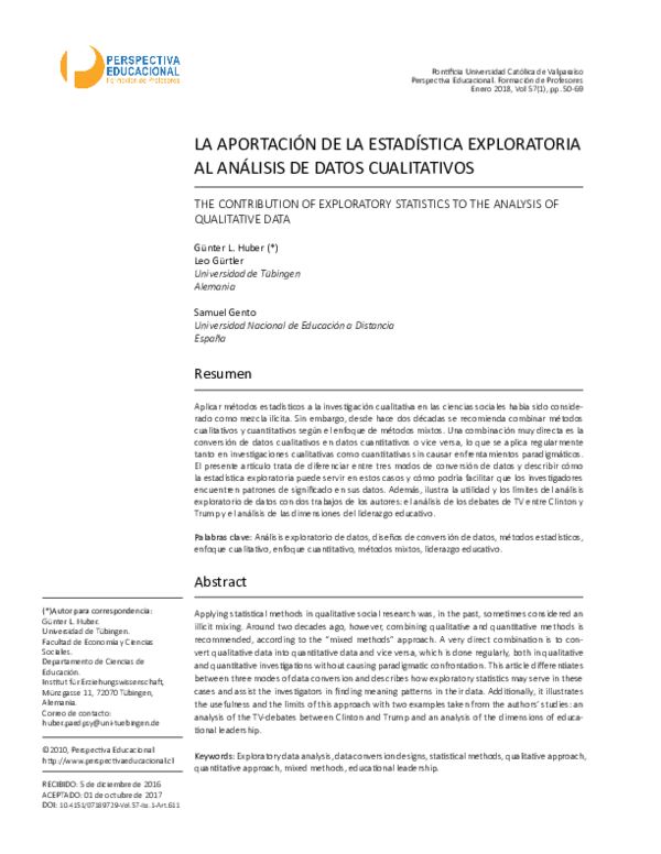 (PDF) La aportación de la estadística exploratoria al análisis de datos ...