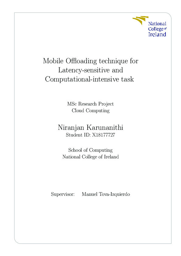 (PDF) Mobile Offloading technique forLatency-sensitive andComputational-intensive task