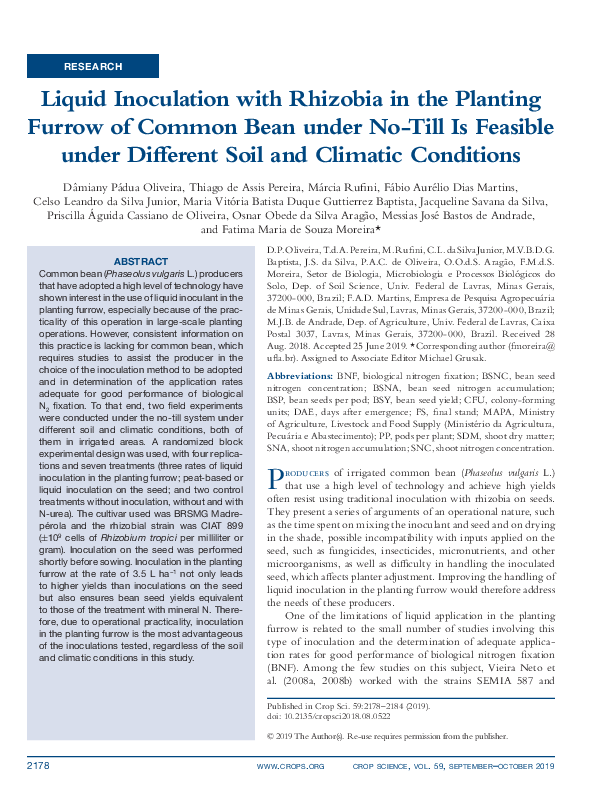 (PDF) Liquid Inoculation with Rhizobia in the Planting Furrow of Common ...
