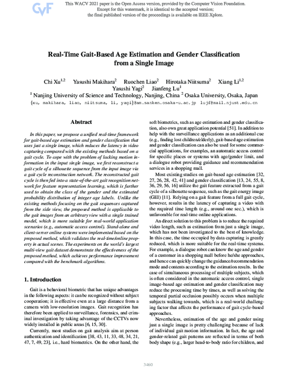 (PDF) Real-Time Gait-Based Age Estimation and Gender Classification ...