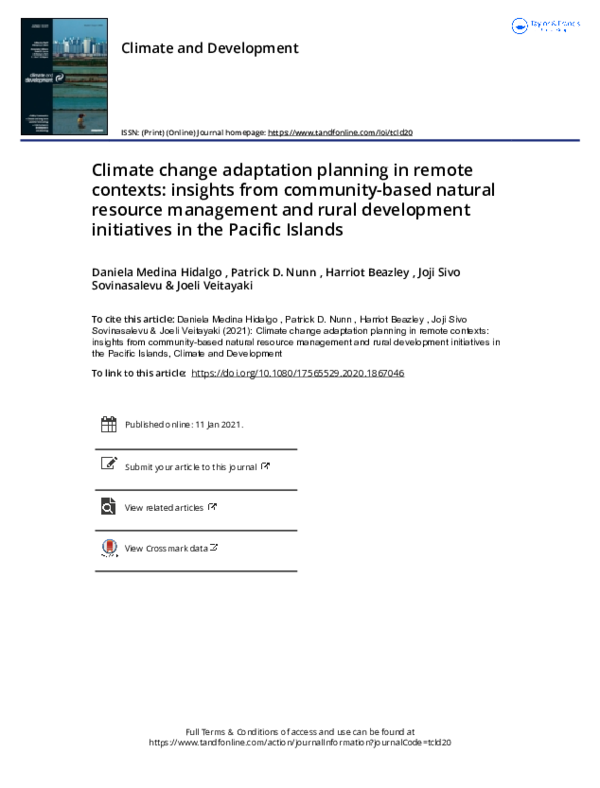 (PDF) Climate change adaptation planning in remote contexts: insights ...