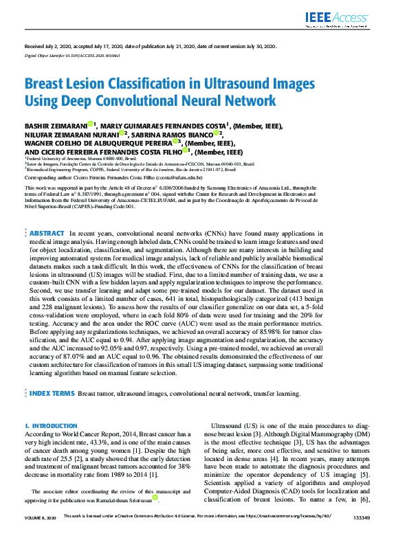 (PDF) Breast Lesion Classification in Ultrasound Images Using Deep Convolutional Neural Network