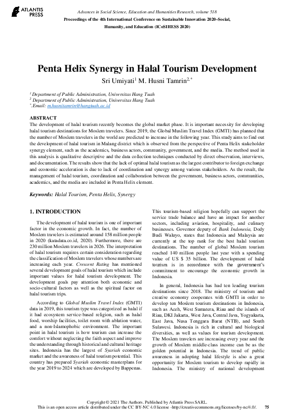 (PDF) Penta Helix Synergy in Halal Tourism Development
