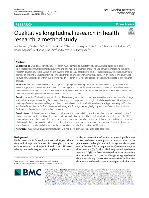(PDF) Qualitative longitudinal research in health research: a method study
