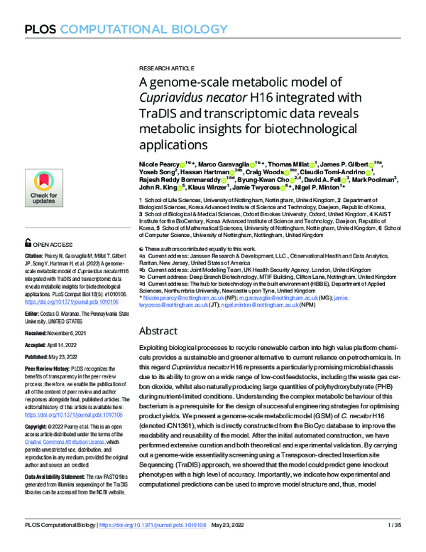 (PDF) A genome-scale metabolic model of Cupriavidus necator H16 integrated with TraDIS and ...