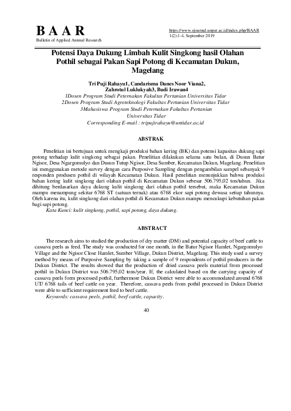 (PDF) Potensi Daya Dukung Limbah Kulit Singkong hasil Olahan Pothil ...